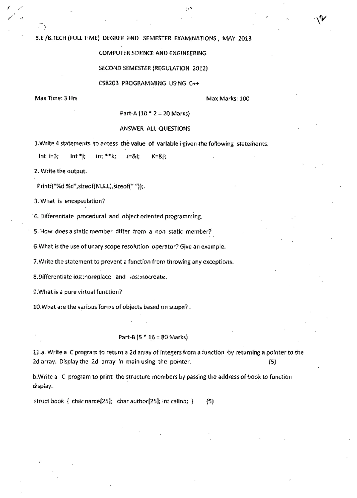 Model Question paper - computer science and engineering - Studocu