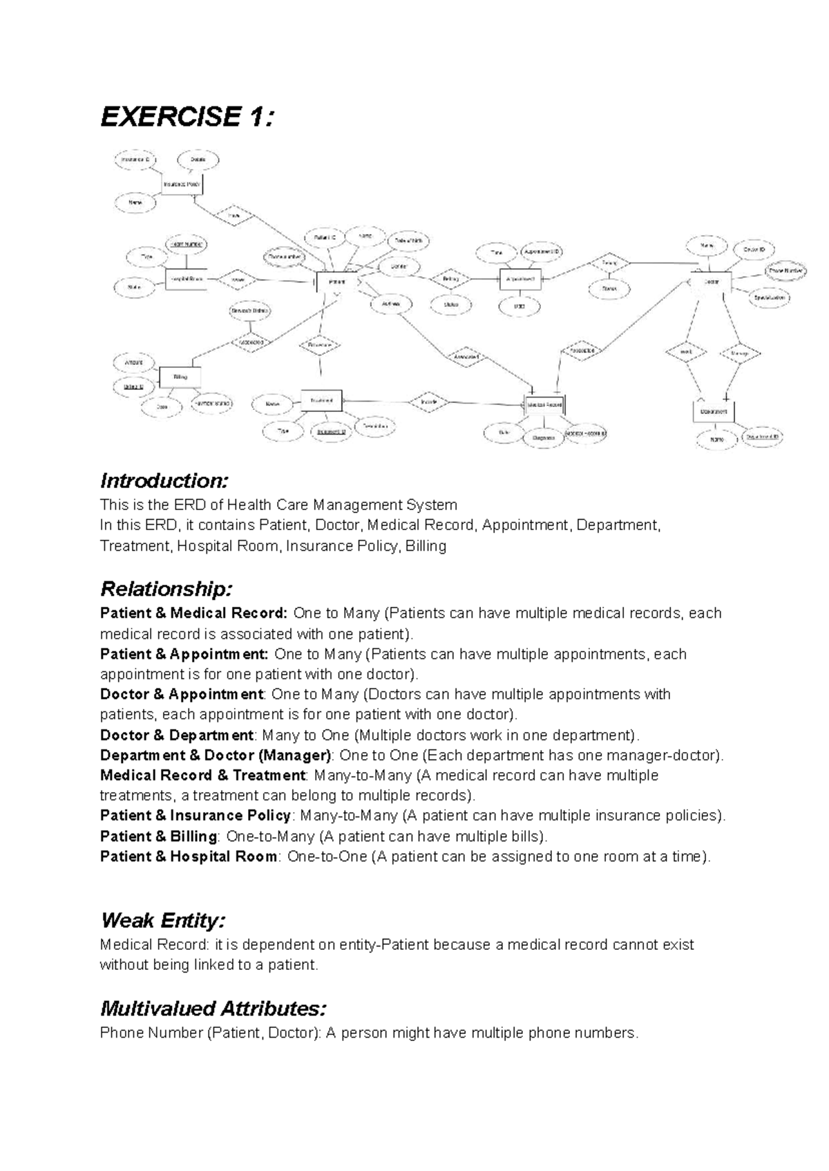 Lab1 - hhhhhhhhhh - EXERCISE 1: Introduction: This is the ERD of Health ...