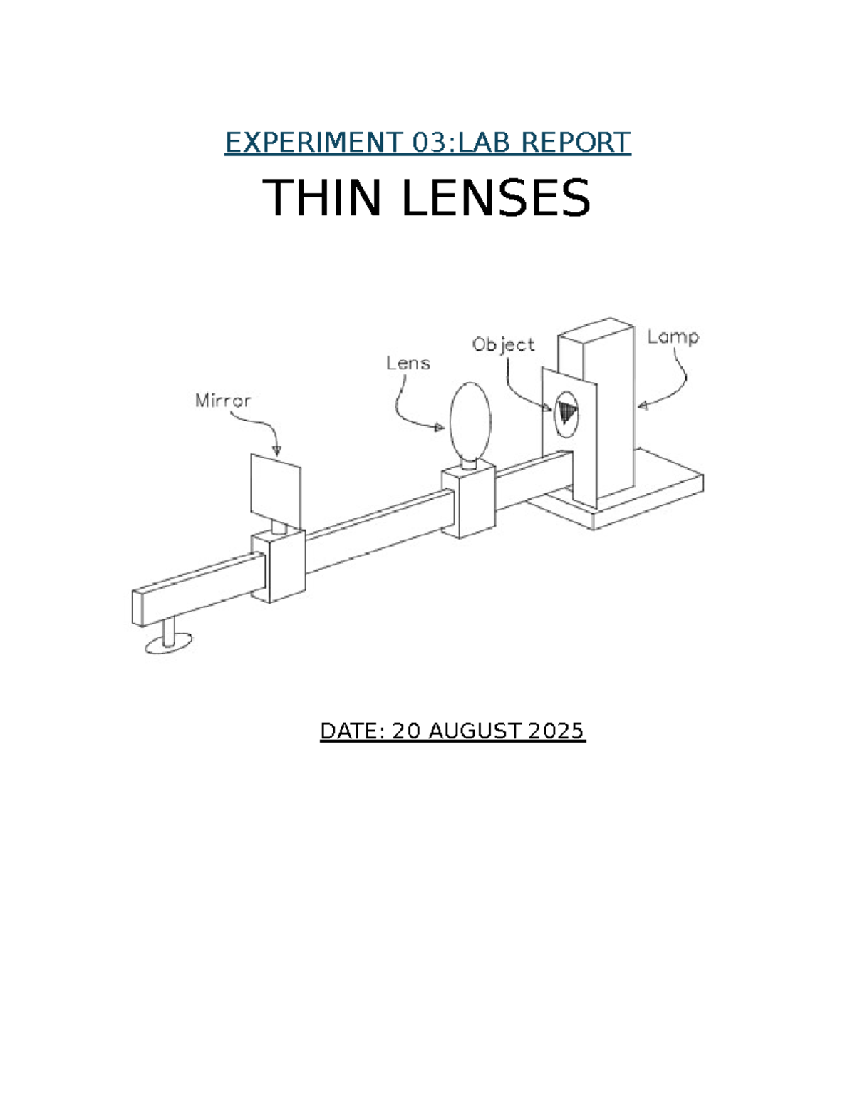 Experiment 03: Lab Report on Thin Lenses (NPHY) - Studocu