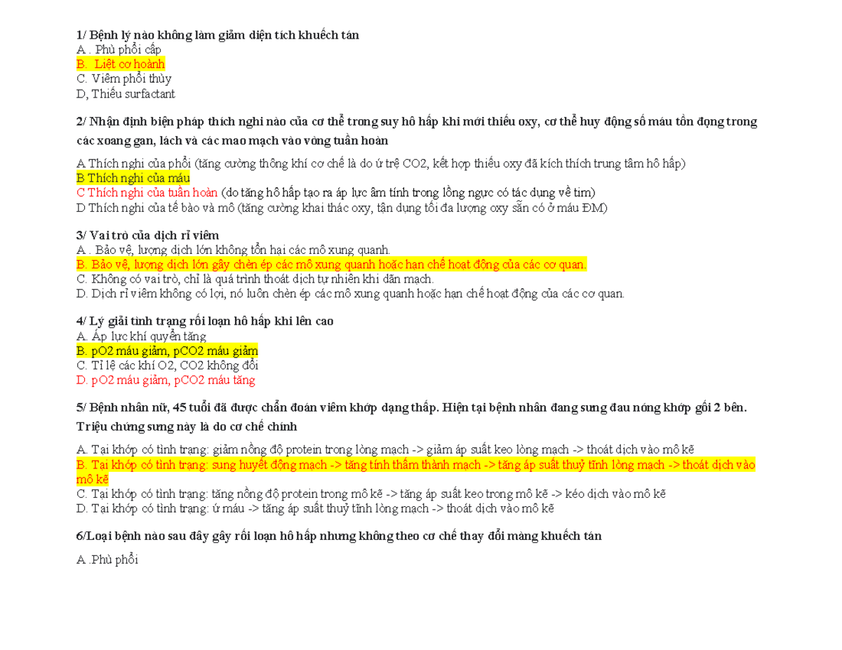 Sinh Lý Bệnh Cột 2 - SLB: Các Cơ Chế và Biểu Hiện Trong Viêm - Studocu