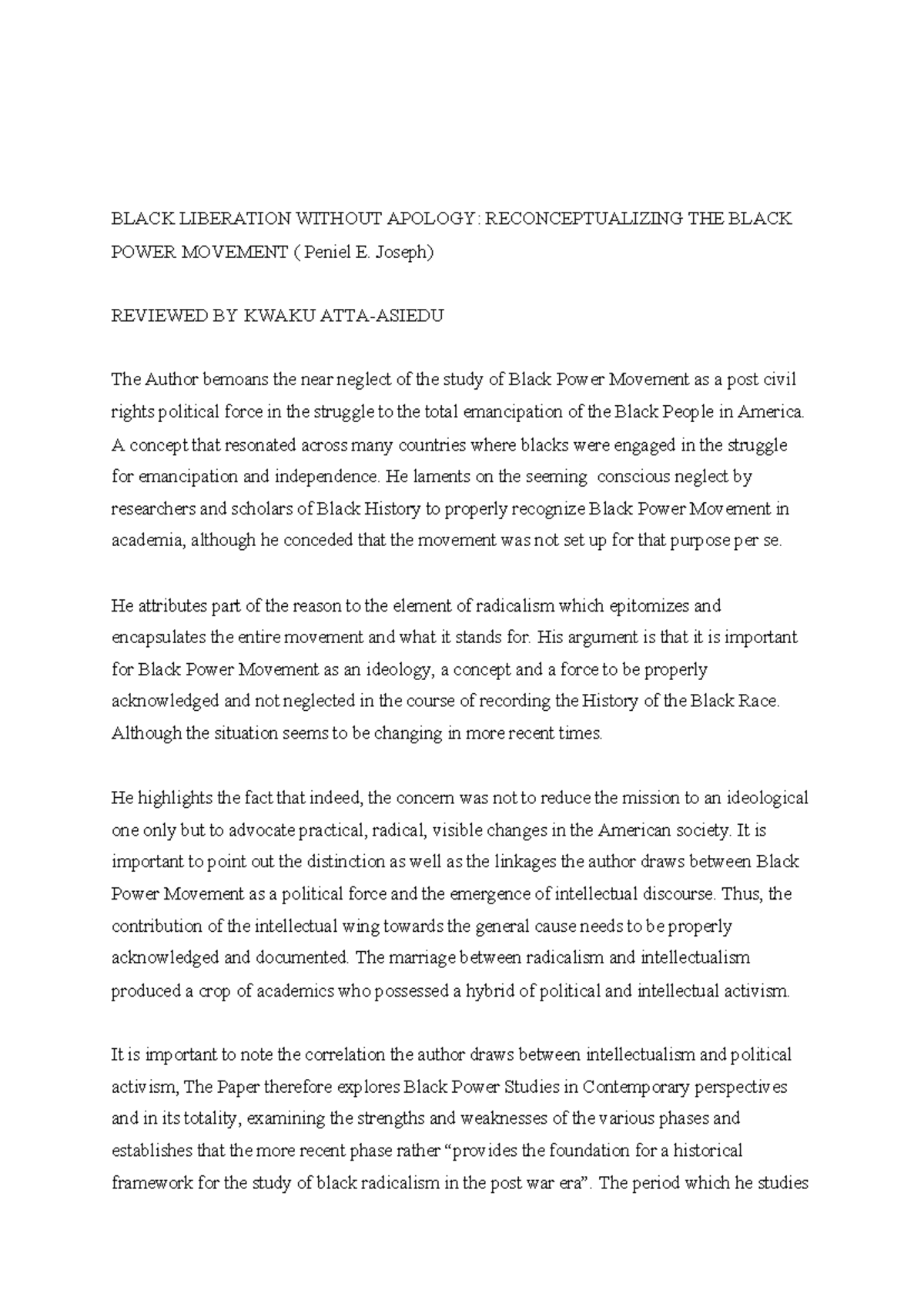 Black Power Movement - BLACK LIBERATION WITHOUT APOLOGY ...