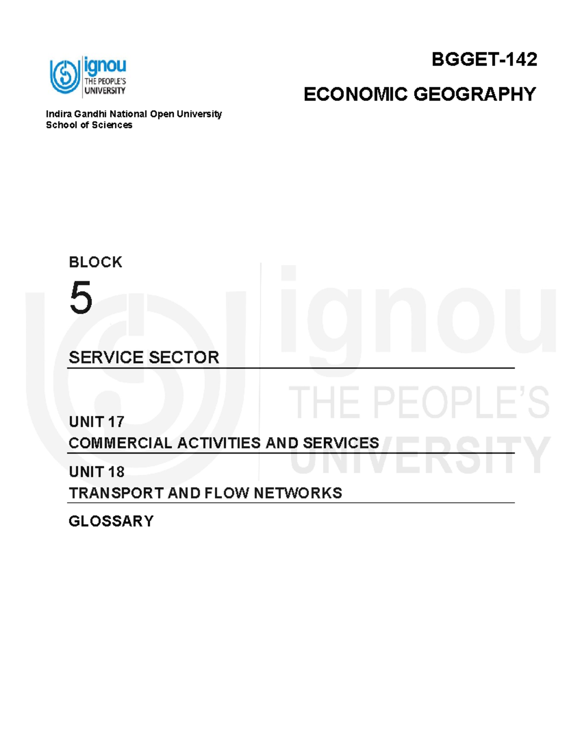 BGGET- Economic Geography: Block 5 - Service Sector Insights - Studocu