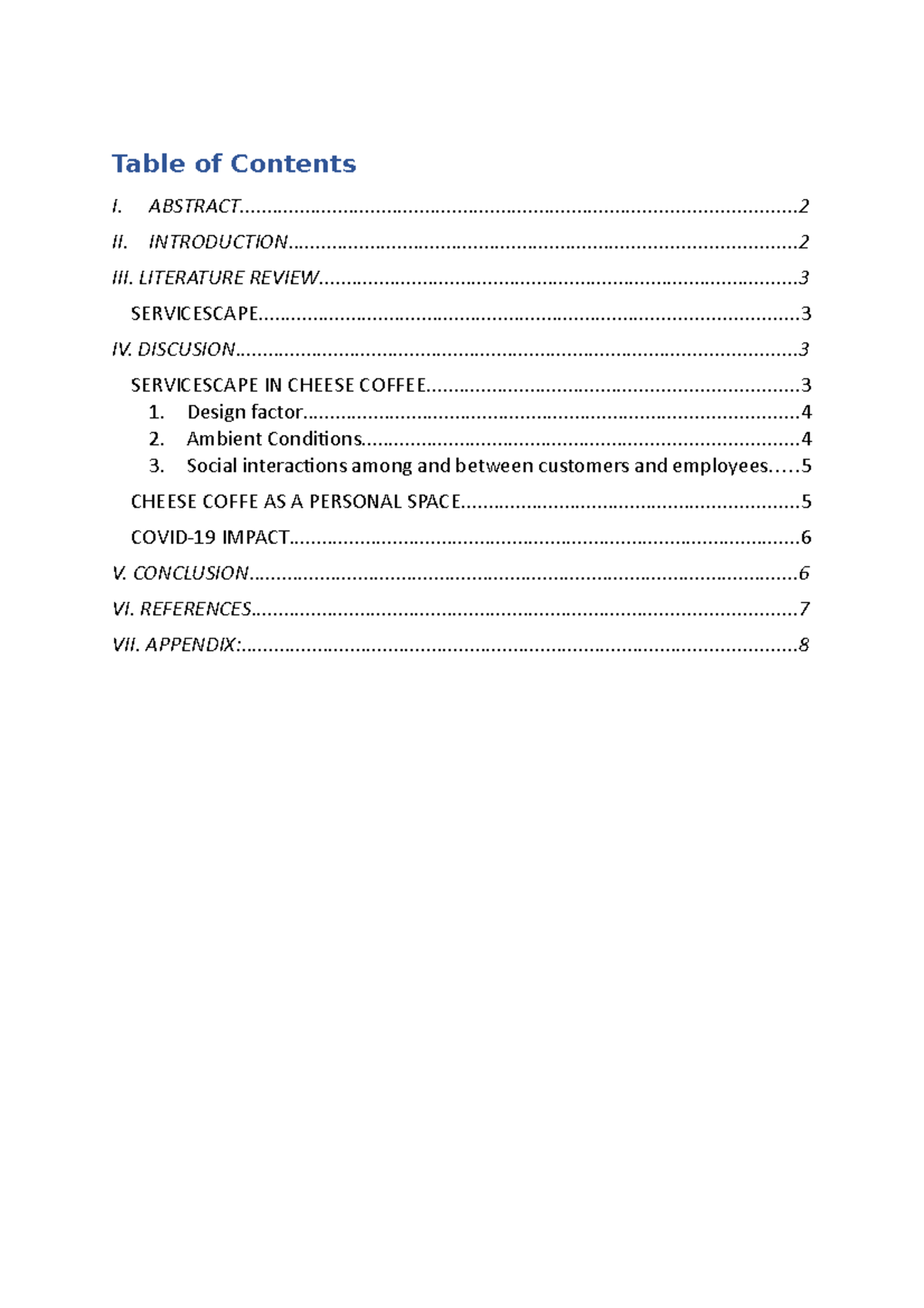Fnb asm1 - DI sample - Table of Contents I. - Studocu