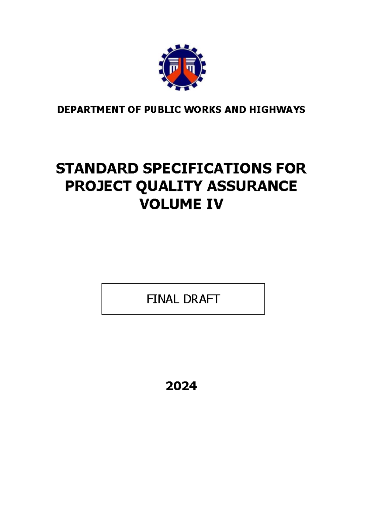 DPWH Standard Specifications for Project Quality Assurance - Volume IV ...