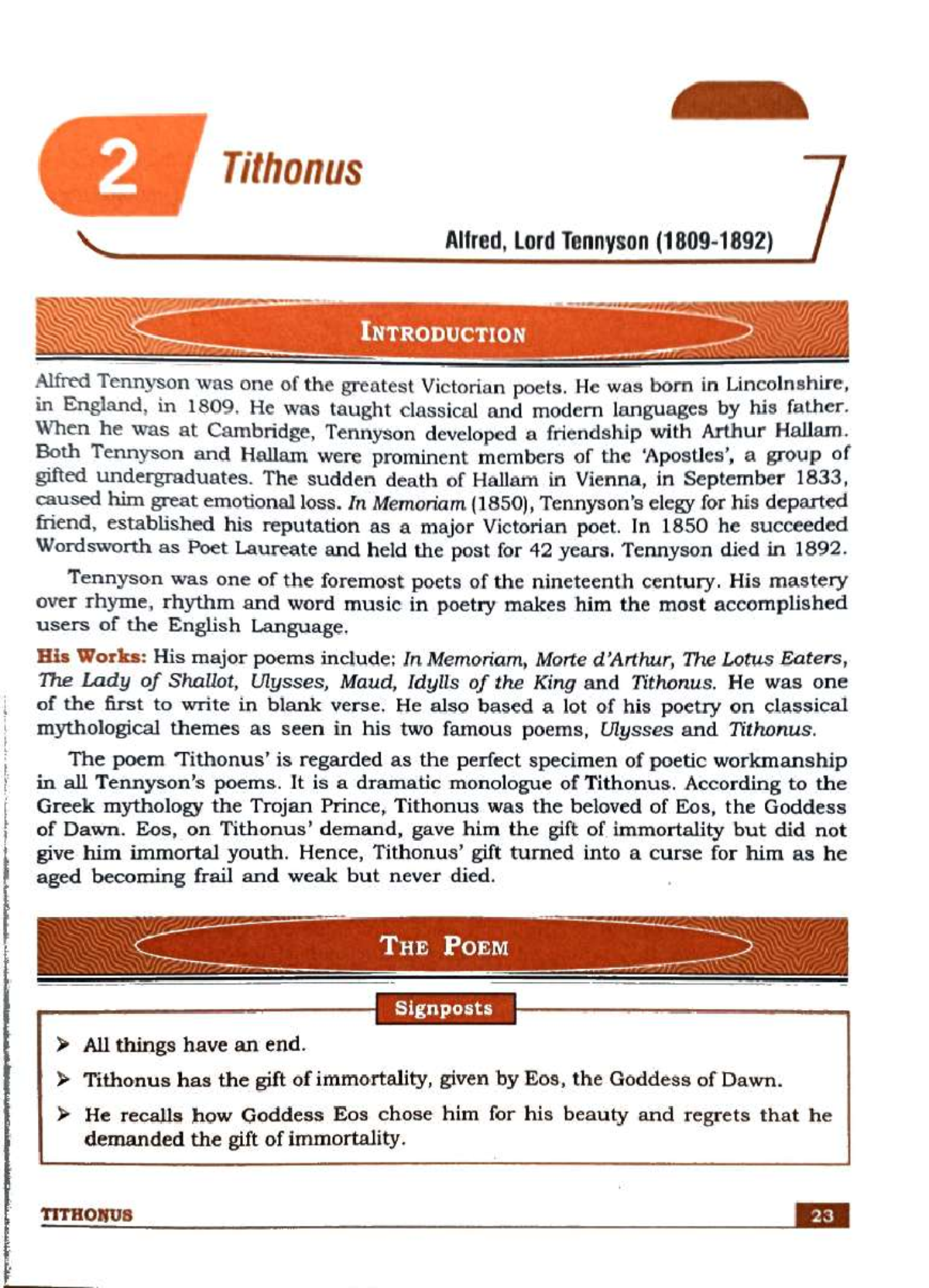 Tithonus: A Study of Alfred Tennyson's Poem on Immortality - Studocu