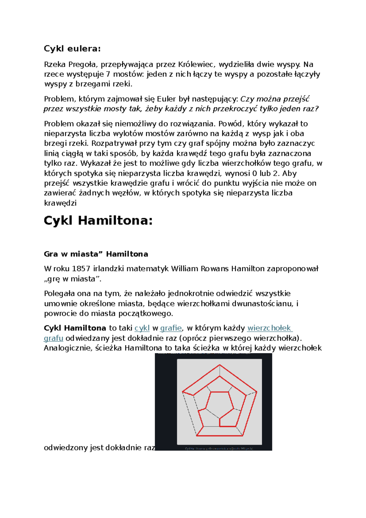Badania - czaja: Cykl Eulera i Hamiltona w grafach - Studocu