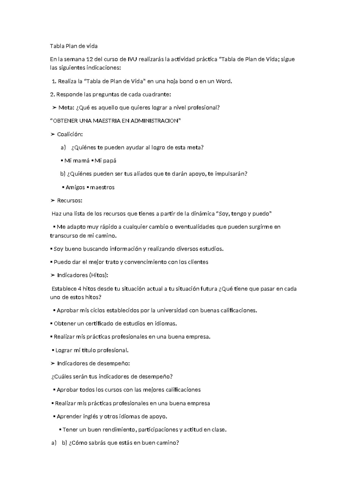 IVU Actividad Práctica: Tabla de Plan de Vida - Alexis Coaguila Cruz ...
