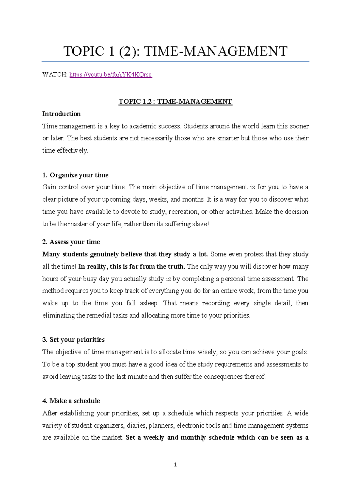 Time Management Strategies for Academic Success - Studocu