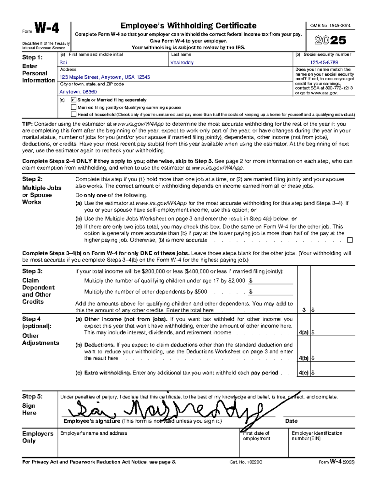 2025 Form W-4: Personal Info & Withholding Instructions - Studocu