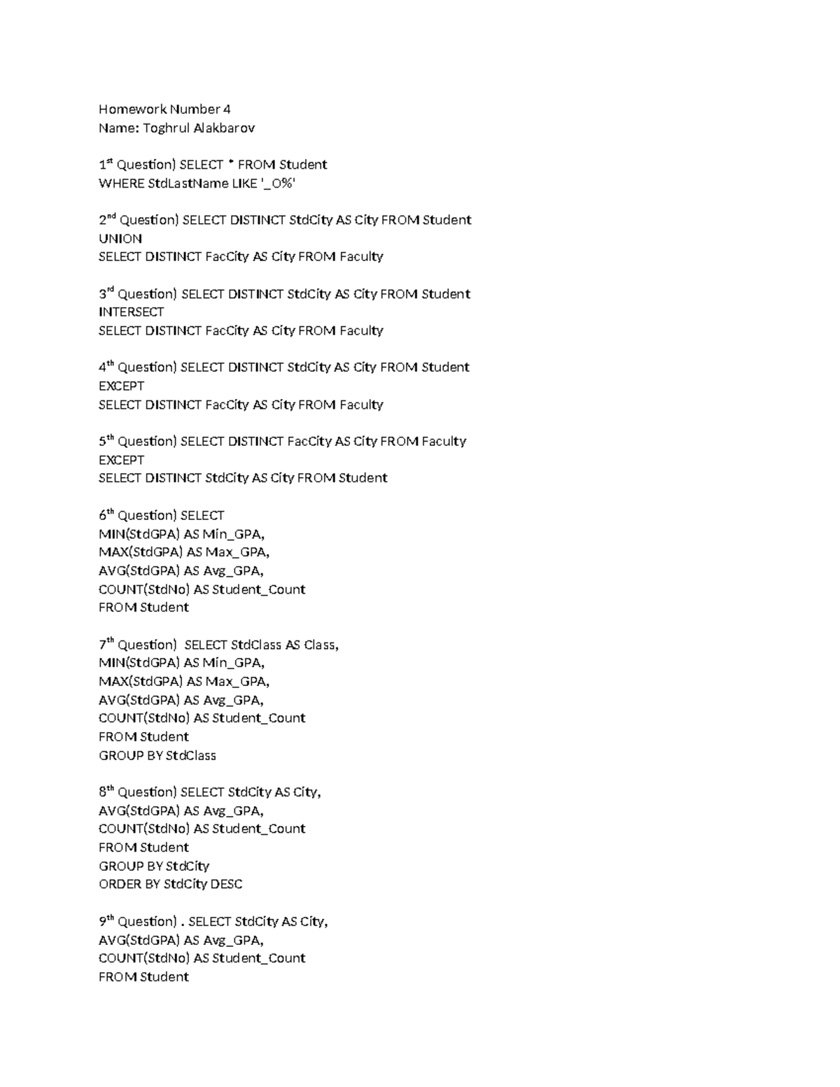 MIS Homework 4: SQL Queries and Analysis - Studocu