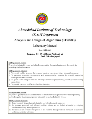 ADA - Question Bank With Answer for All Unit - Analysis and Design Of Algorithms - Studocu