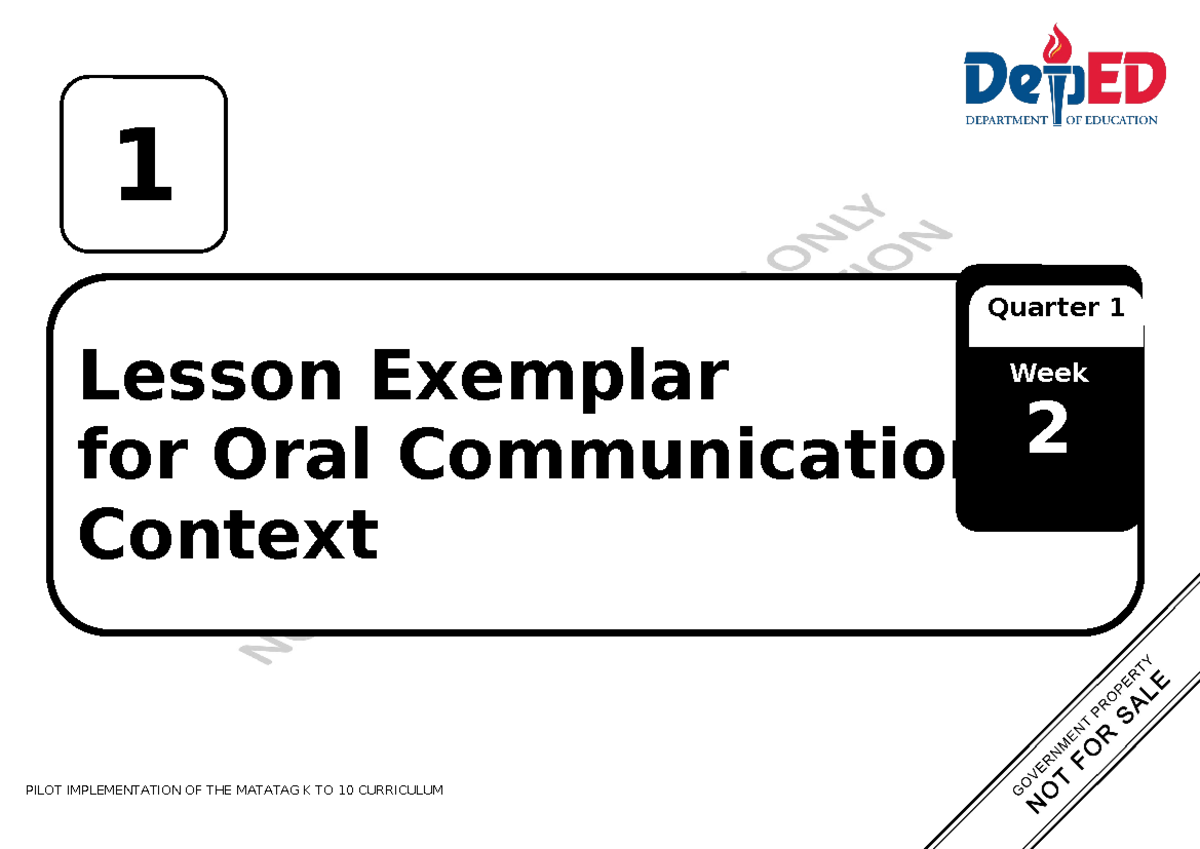 Lesson Exemplar: Oral Communication Context Q1W2 - Matatag Curriculum ...