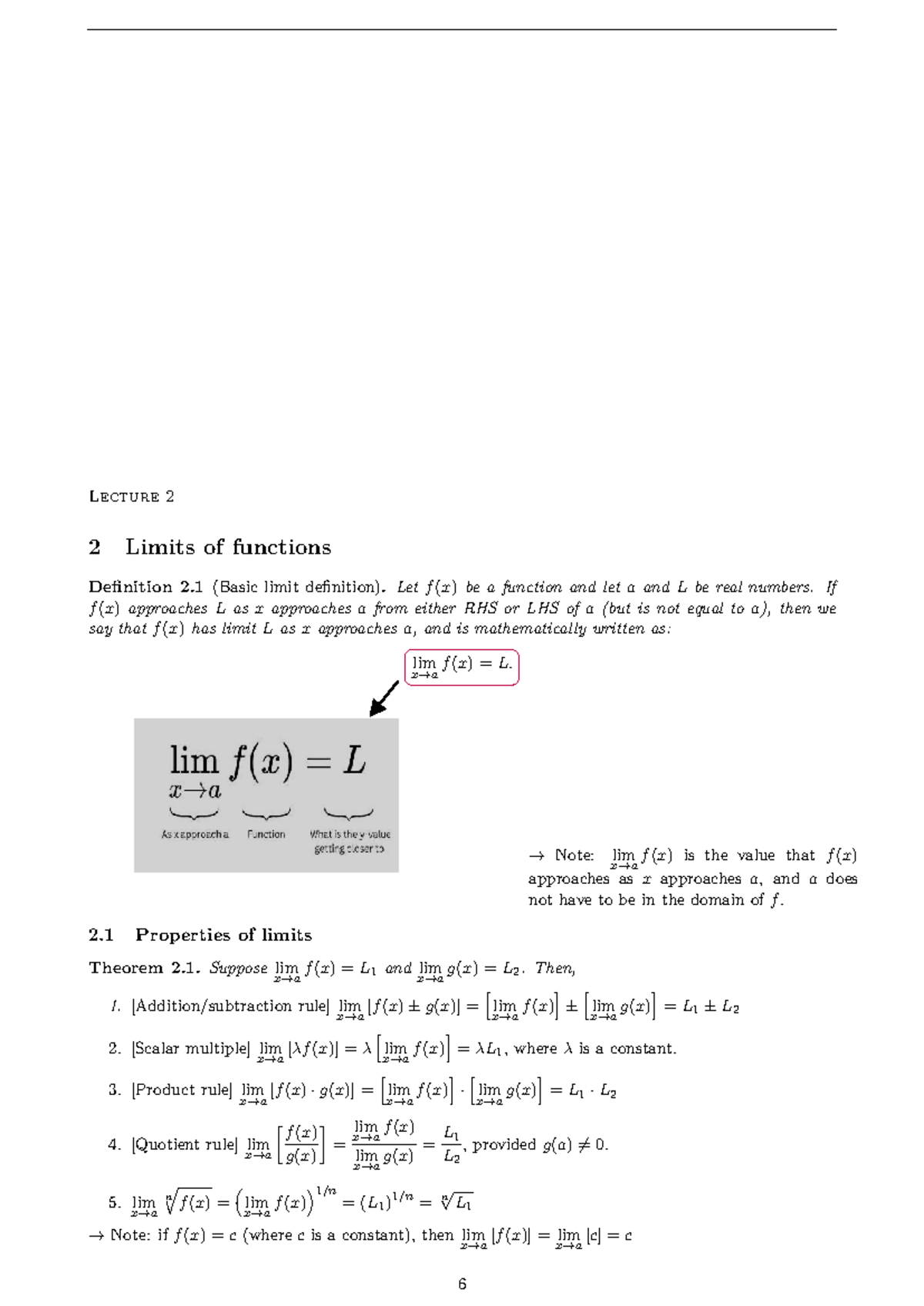 Lecture 2 - Calculus 1: Limits and Function Continuity - Studocu