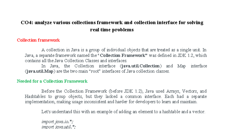 CO4: Analyzing Java Collections Framework for Real-Time Problem Solving ...