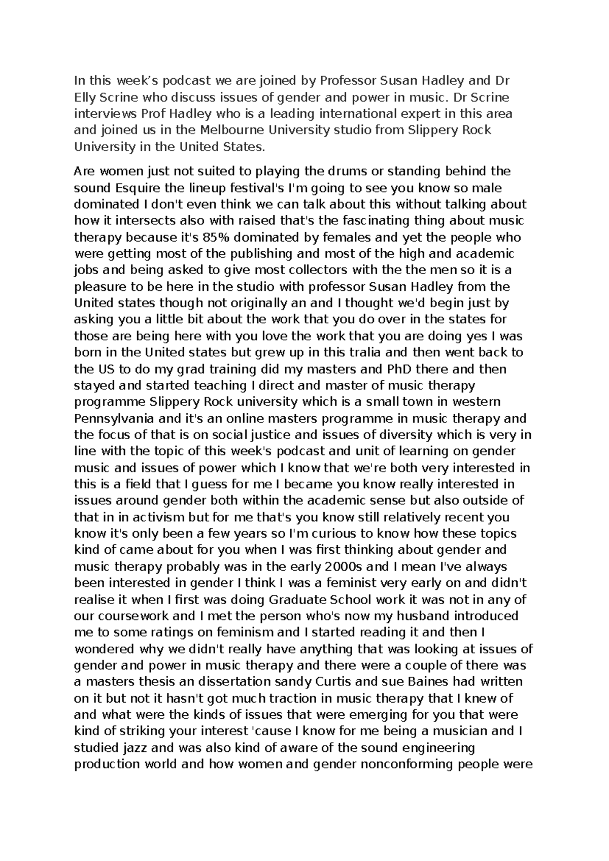 Gender and Power in Music: Insights from Prof. Susan Hadley and Dr ...
