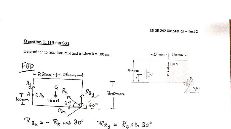 ENGR 242 XX: Statics Test 2 Sample Solutions and Analysis - Studocu
