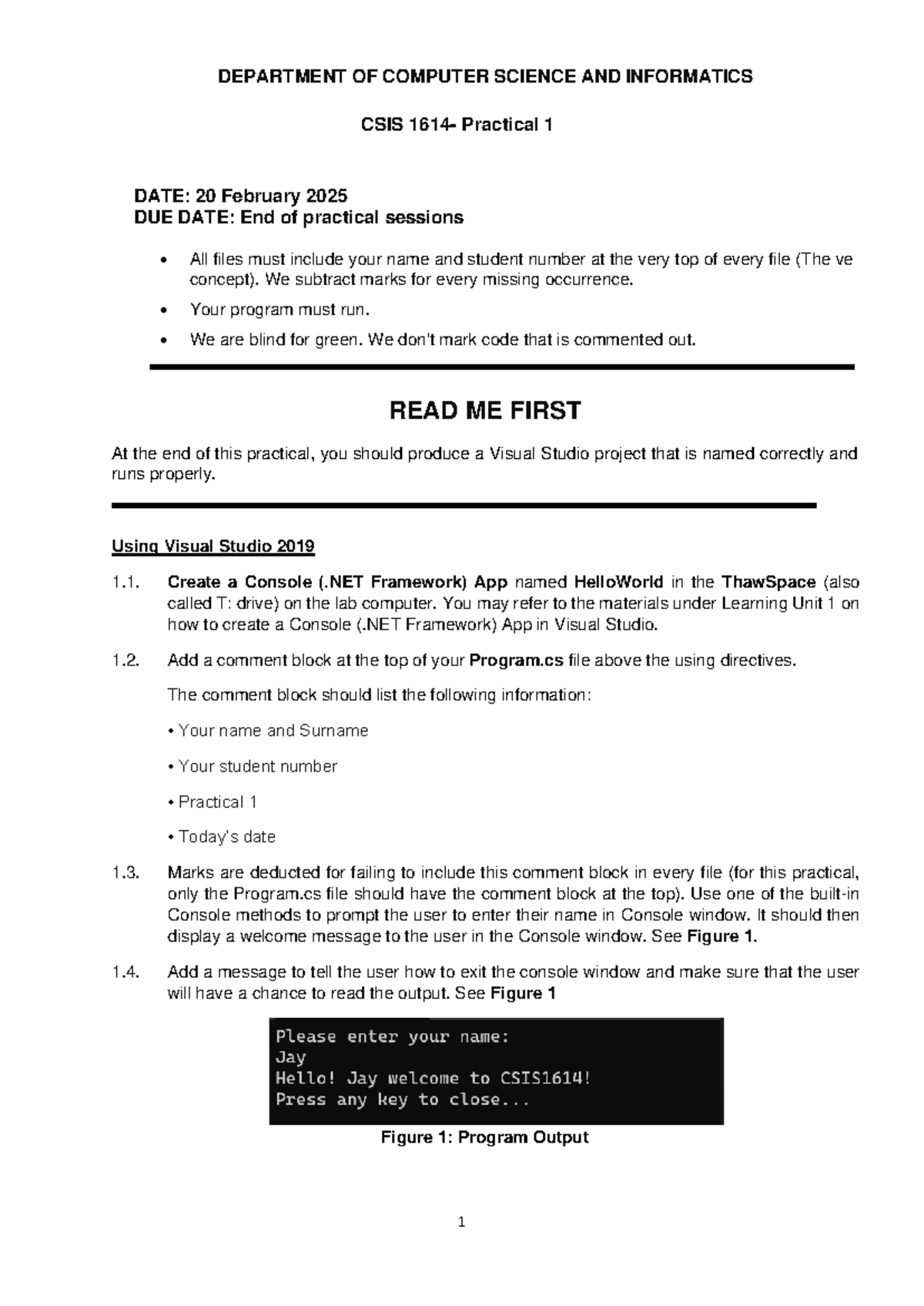 CSIS 1614 - Practical 1 Instructions and Submission Guidelines - Studocu