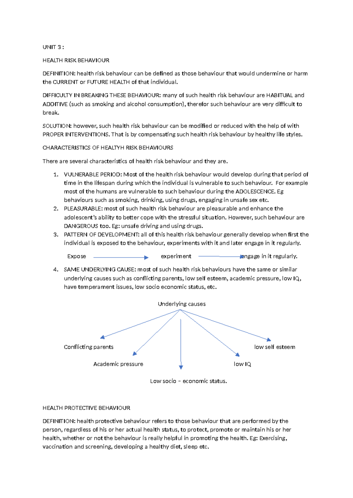 UNIT 3: Health Risk Behaviours and Protective Strategies in Health ...
