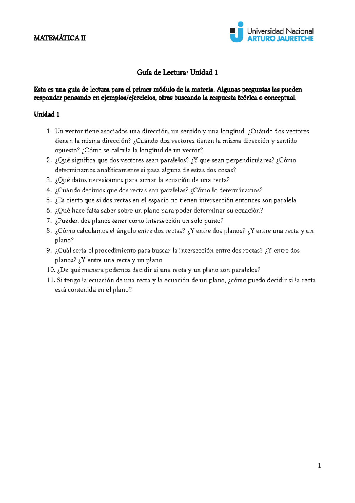 Guia de lectura unidad 1 - MATEMÁTICA II Guía de Lectura: Unidad 1 Esta ...
