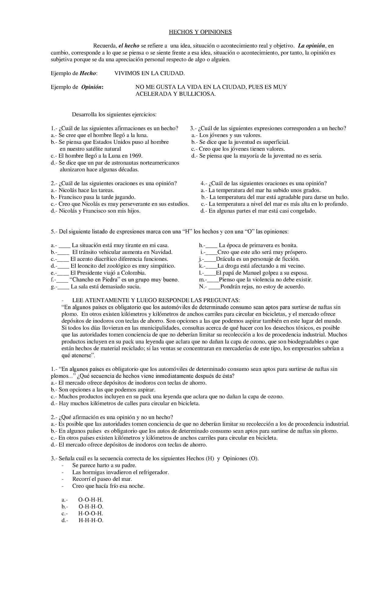 GUÍA HECHOS Y OPINIONES: Ejercicios y Ejemplos Prácticos - Studocu