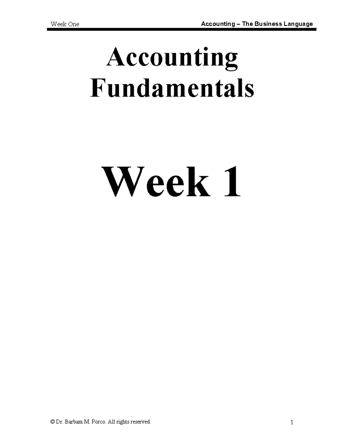 ACC 101 Week 1 Accounting Fundamentals: Key Concepts Overview - Studocu