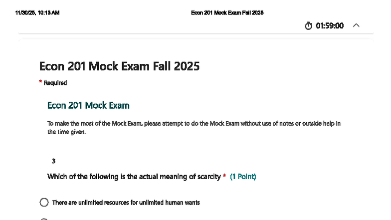 Econ 201 Mock Exam Review - Fall 2025 - Studocu