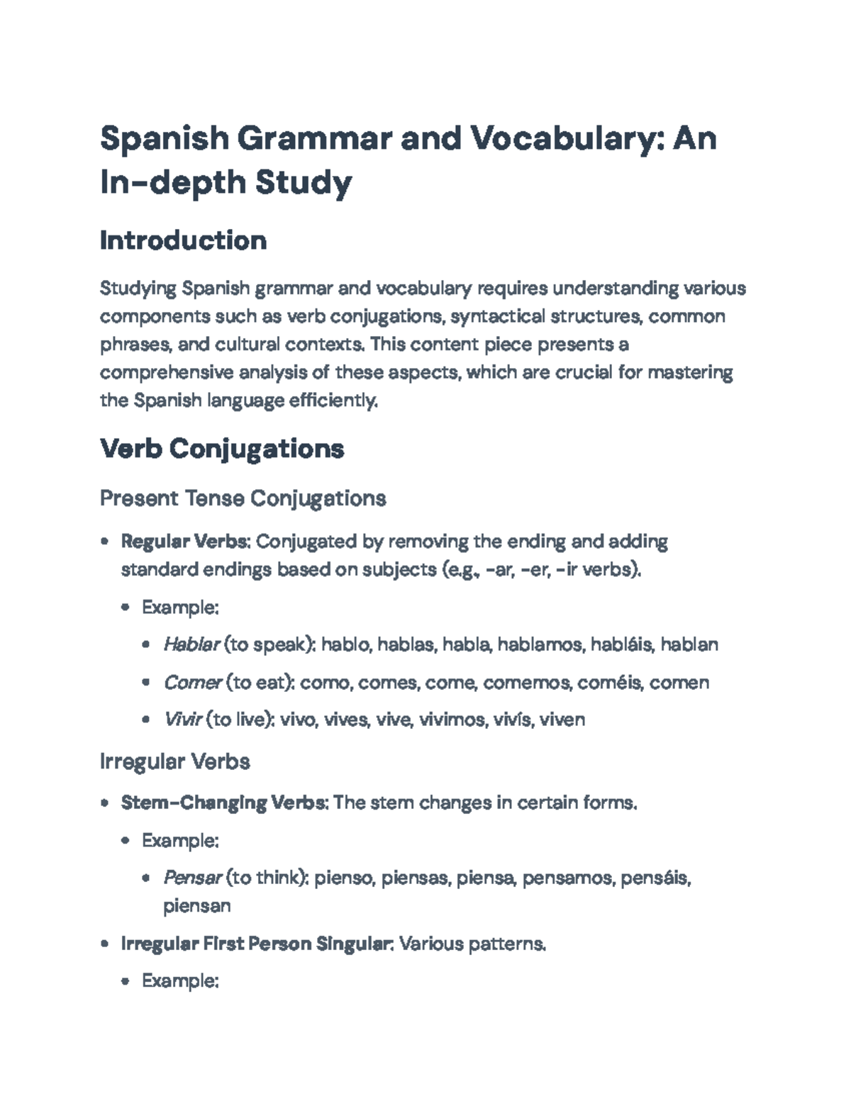 Spanish Grammar and Vocabulary: Comprehensive Study Guide for Learners ...