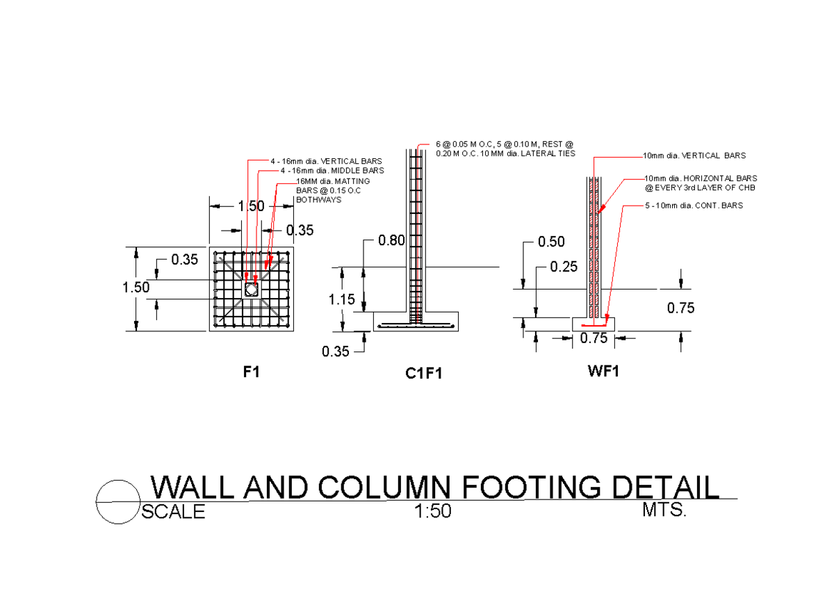 ICE 03 Wall and Footing - Civil Engineering - 1. 0. 1. 0. F1 C1F1 WF 0 ...