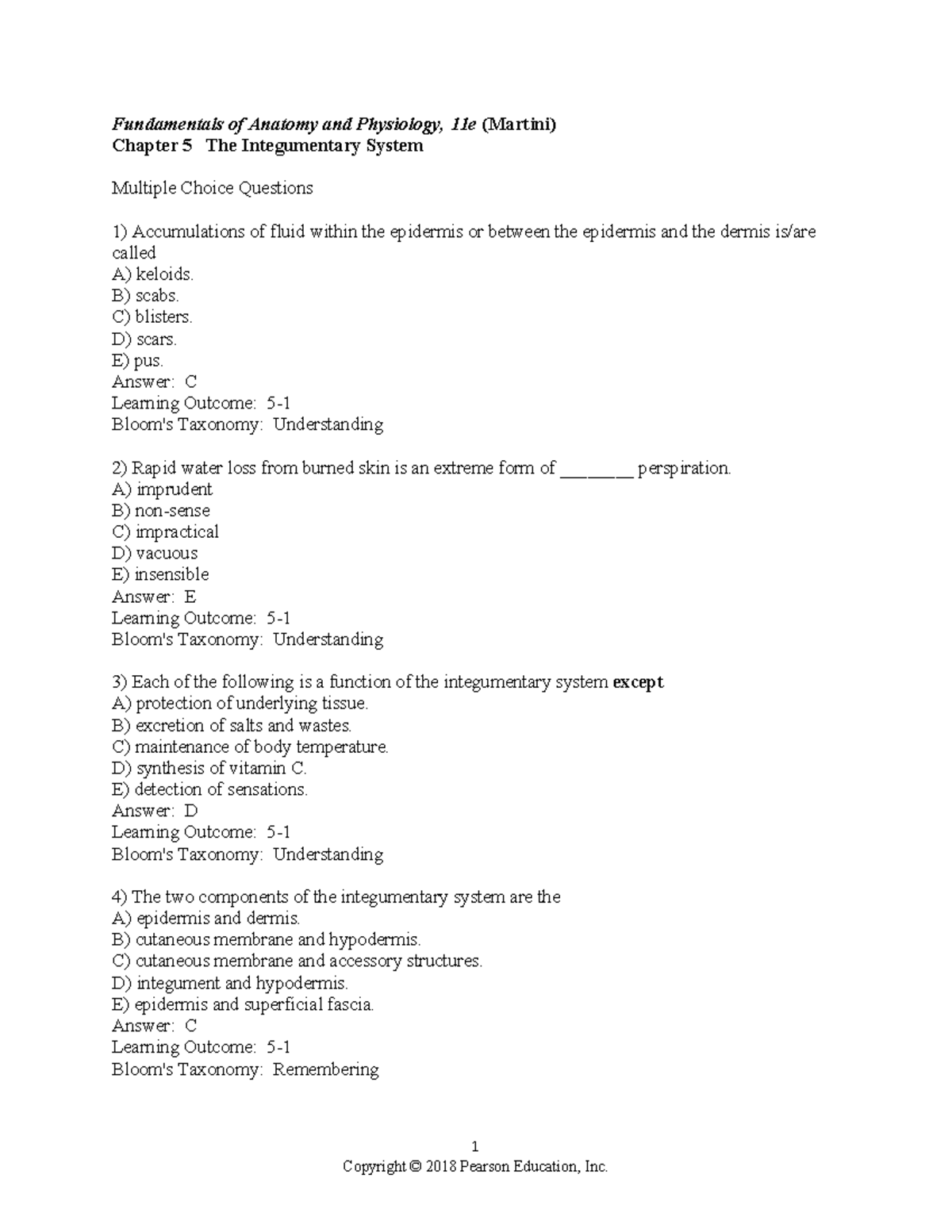 Integumentary System Review Questions & Answers (A&P 11e, Ch. 5) - Studocu
