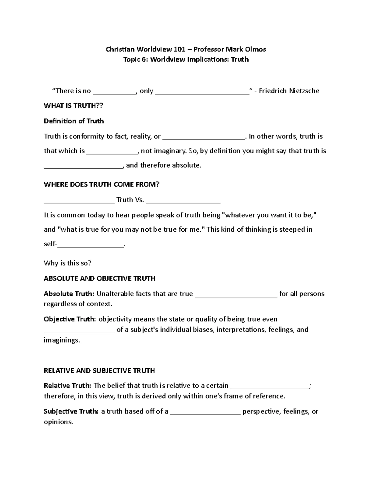 CWV 101 Final Exam Study Guide - The kingdom of God -Is central to Je ...