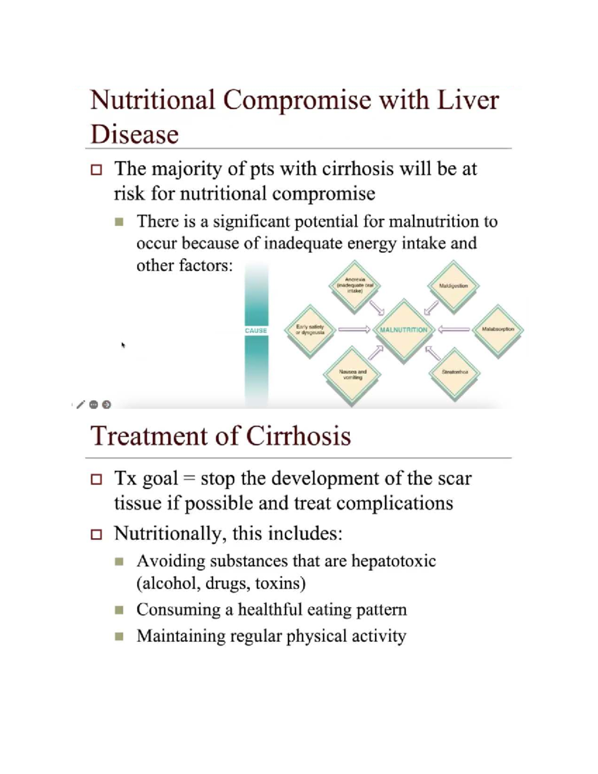 MNT 4500: Nutritional Management in Liver Disease and Malnutrition ...