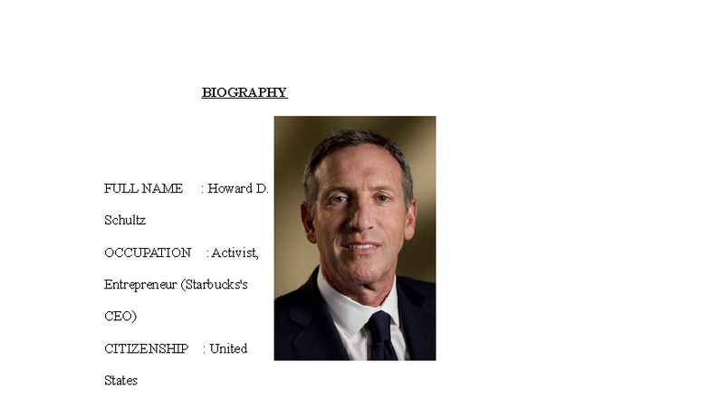 Leadership Skills Guide: Insights from Howard D. Schultz (BIO 101 ...