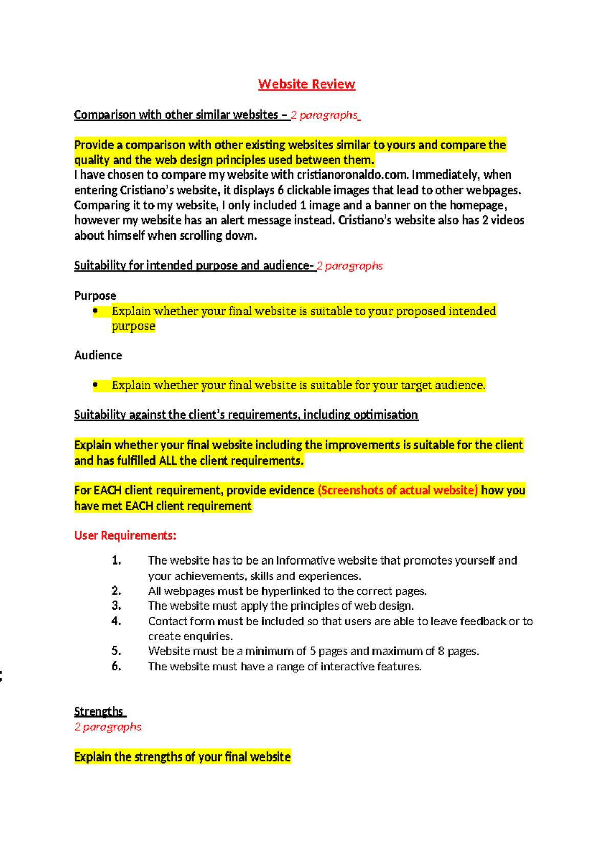 Unit 6 P6 - Comprehensive Website Review and Evaluation - Studocu