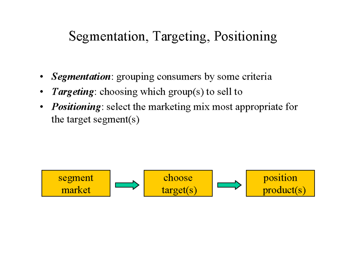 MBA MKT CH- 4 - marketing managmentt - Segmentation, Targeting, Positioning • Segmentation ...