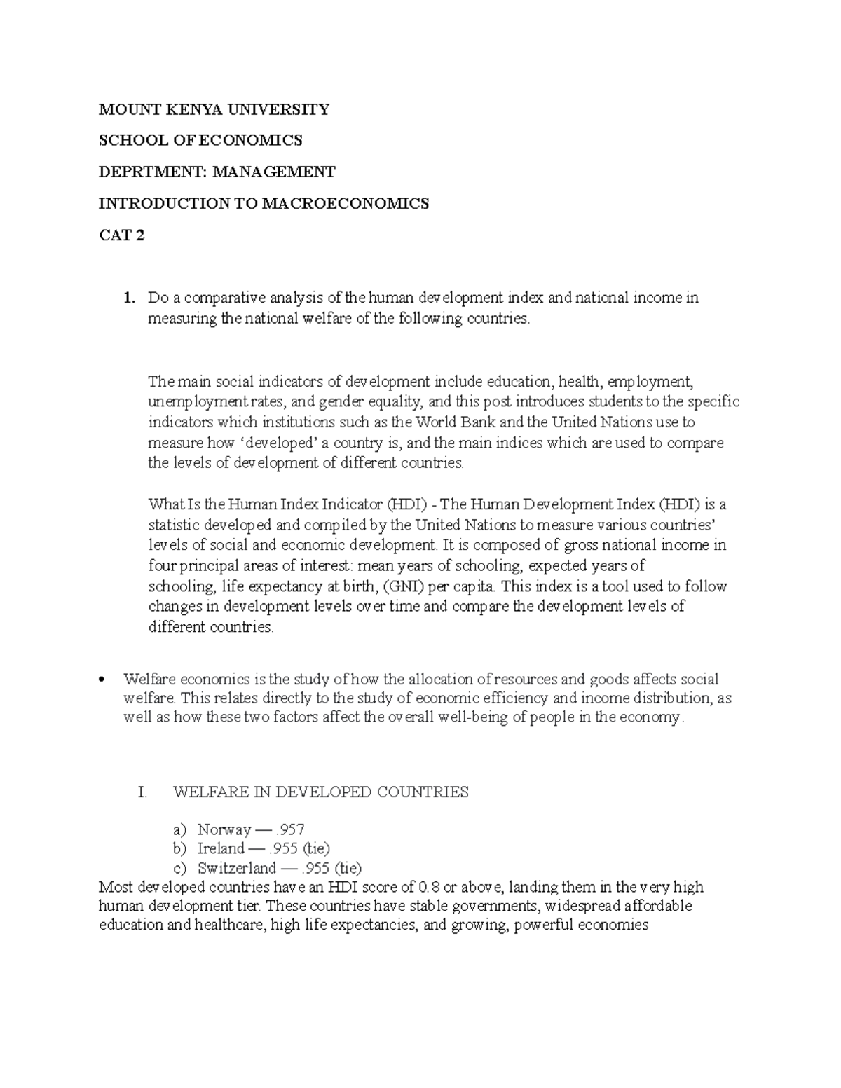 MAC 101: Comparative Analysis of HDI and National Income - Studocu