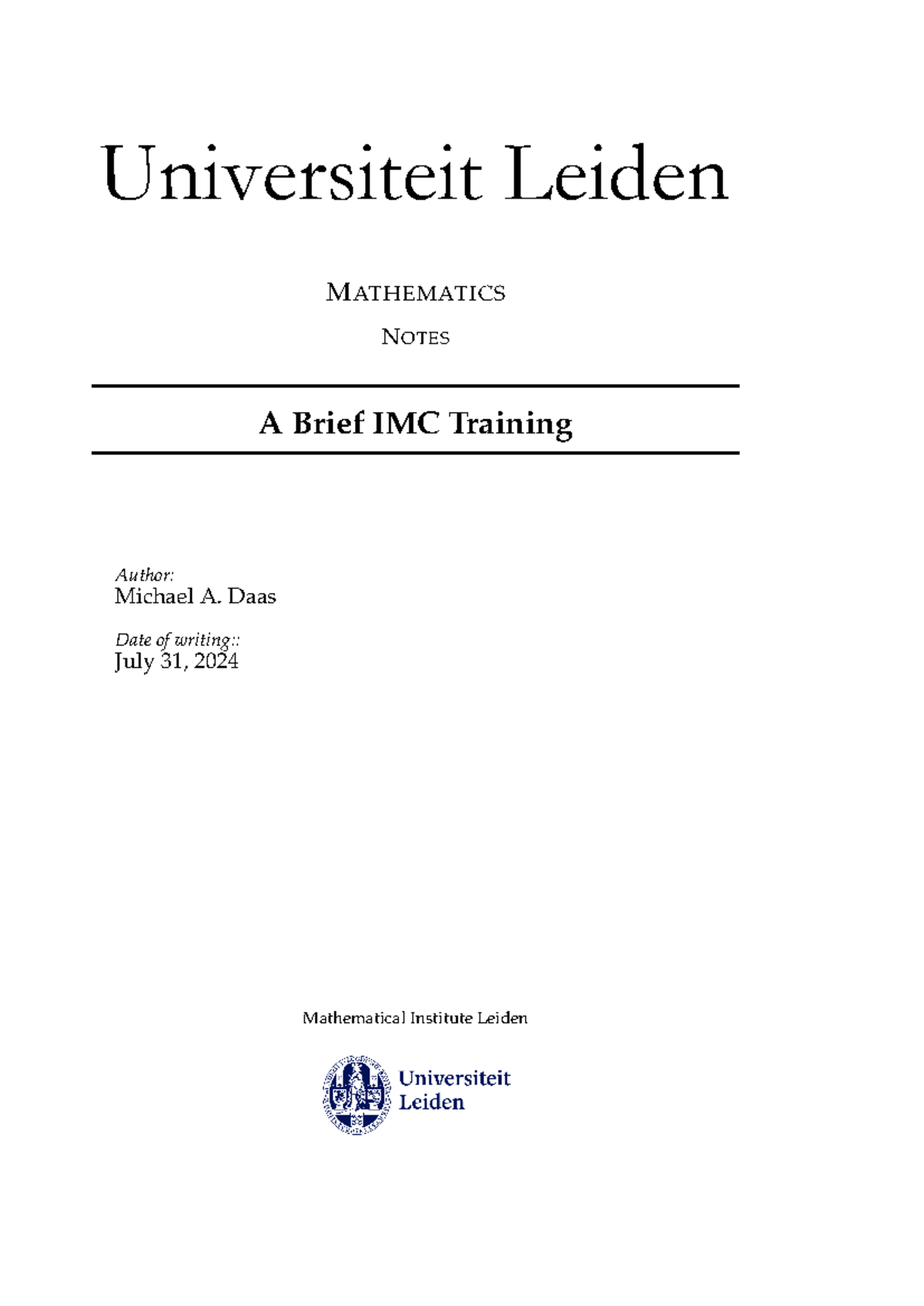 IMC - A Brief Introduction to University Level Mathematics Olympiads ...
