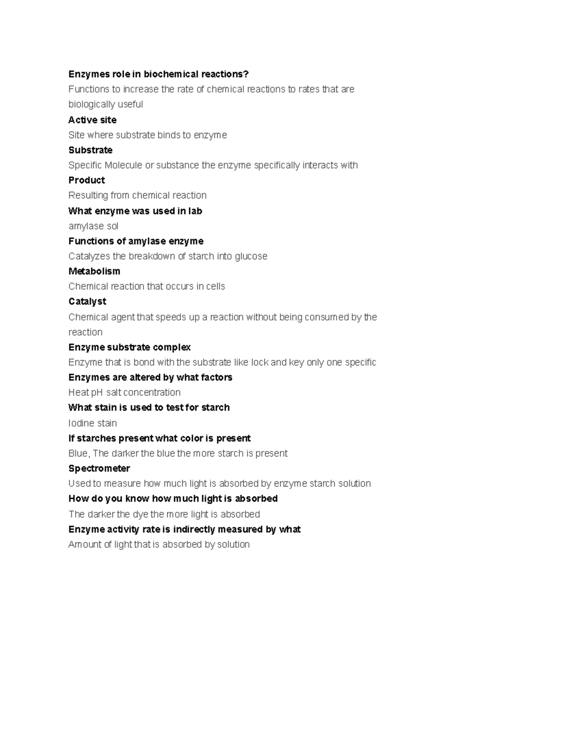 Biochemistry Lab 7: Exploring Enzyme Functions and Activities - Studocu