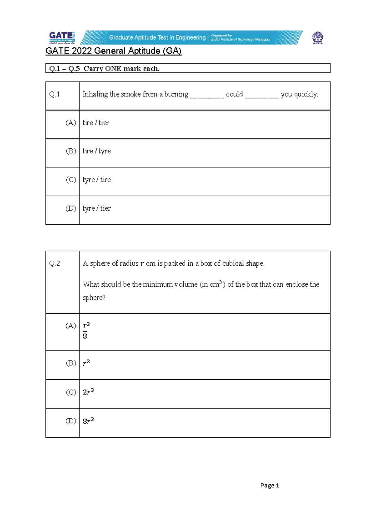 XH C2-2022 - GATE 2022 General Aptitude Practice Questions - Studocu
