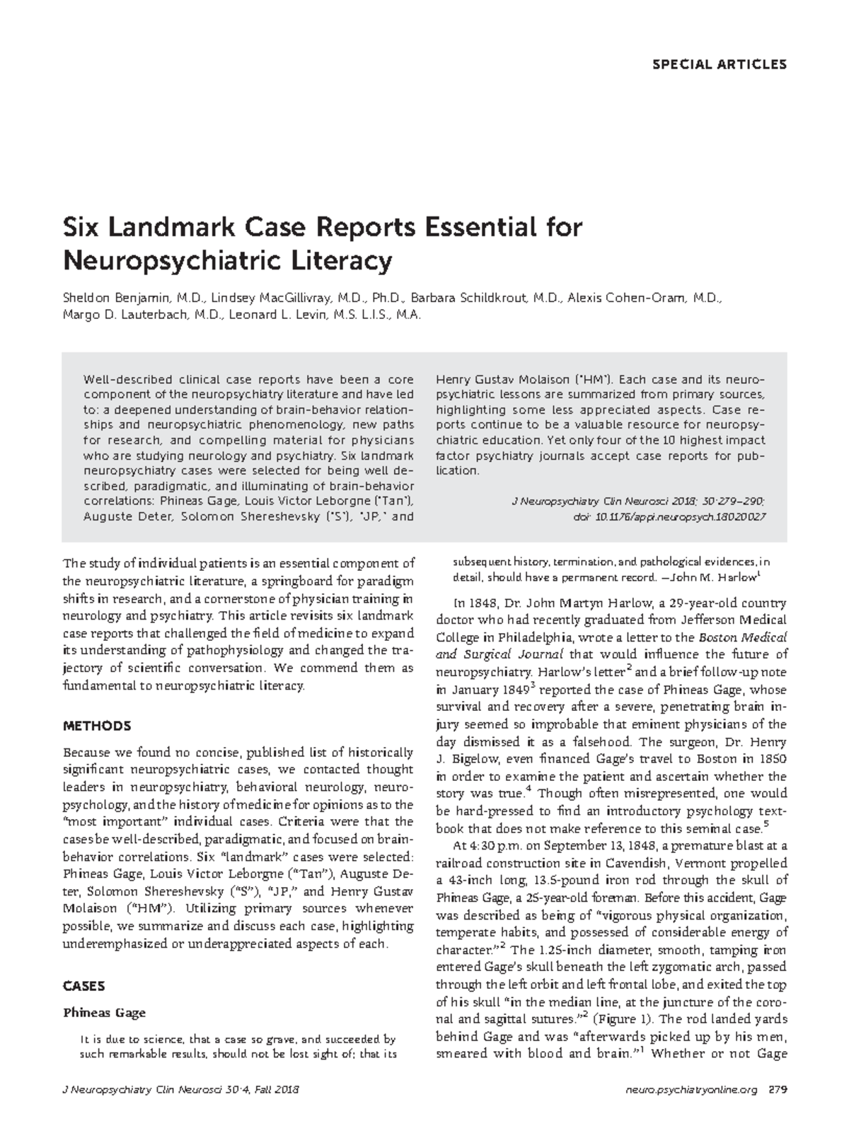 Landmark Neuropsychiatric Case Studies: Insights and Lessons - Studocu