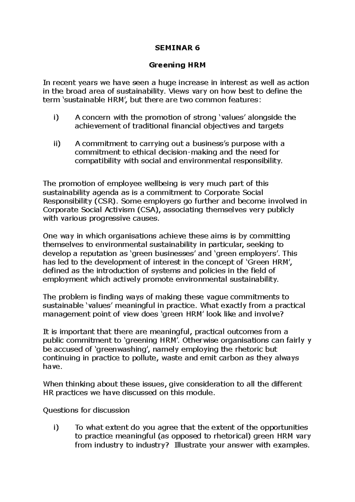 2025 Seminar 6: Exploring Practical Green HRM Strategies - Studocu