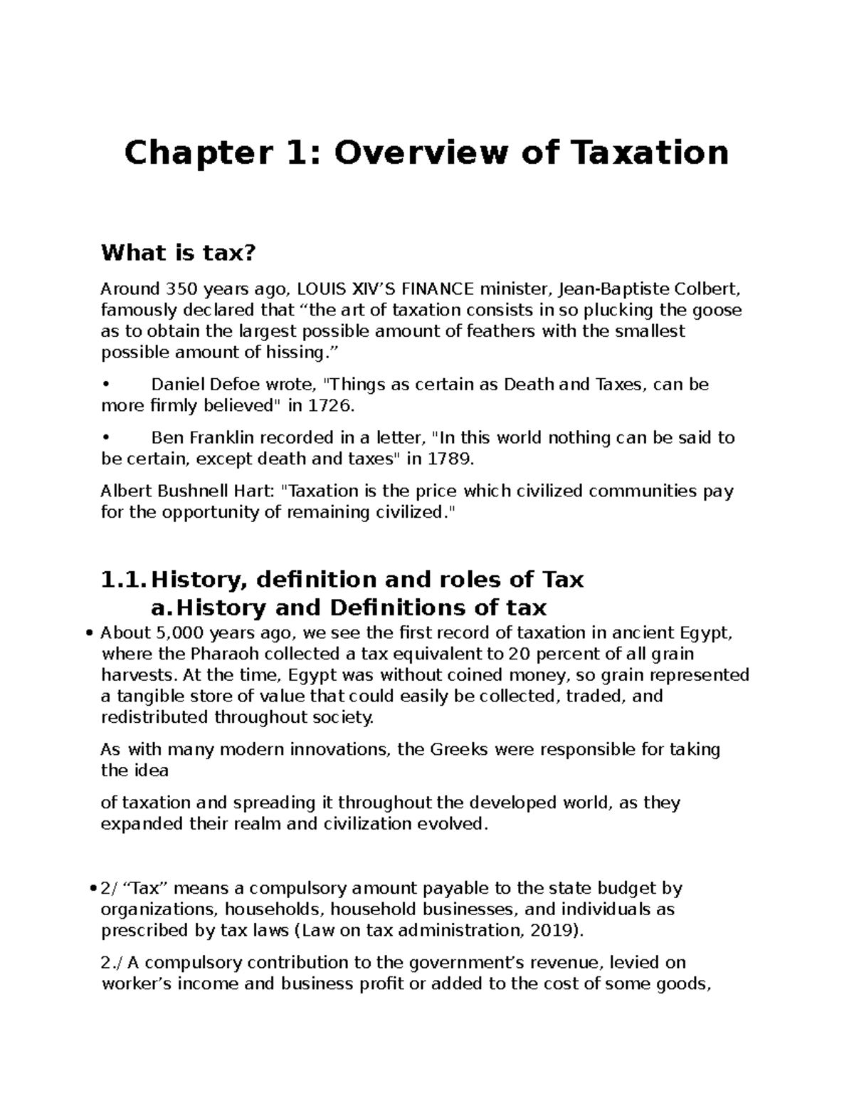 Chapter 1 Overview of Taxation - Chapter 1: Overview of Taxation What ...