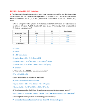 HW5 assignment Computer Architecture ECE 6913 - 1. Caches are important to providing a - Studocu