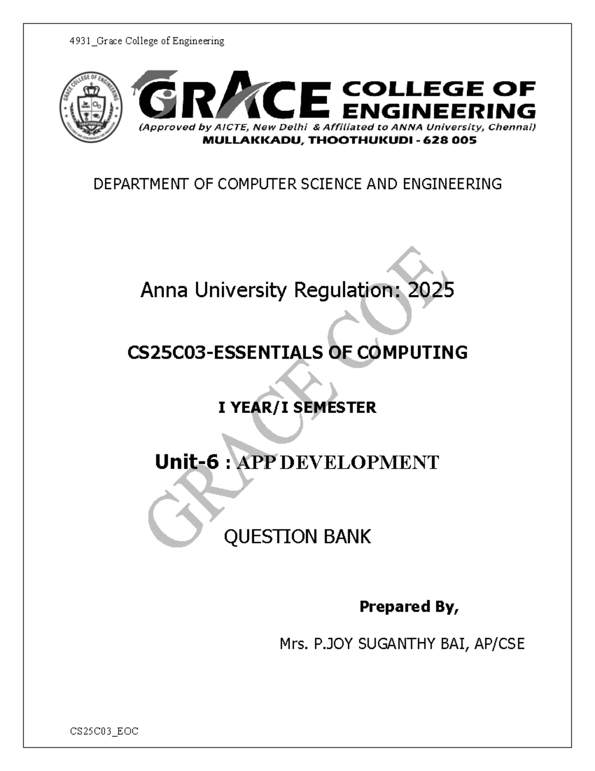 4931_CS25C03_EOC App Development Techniques & Question Bank Notes - Studocu