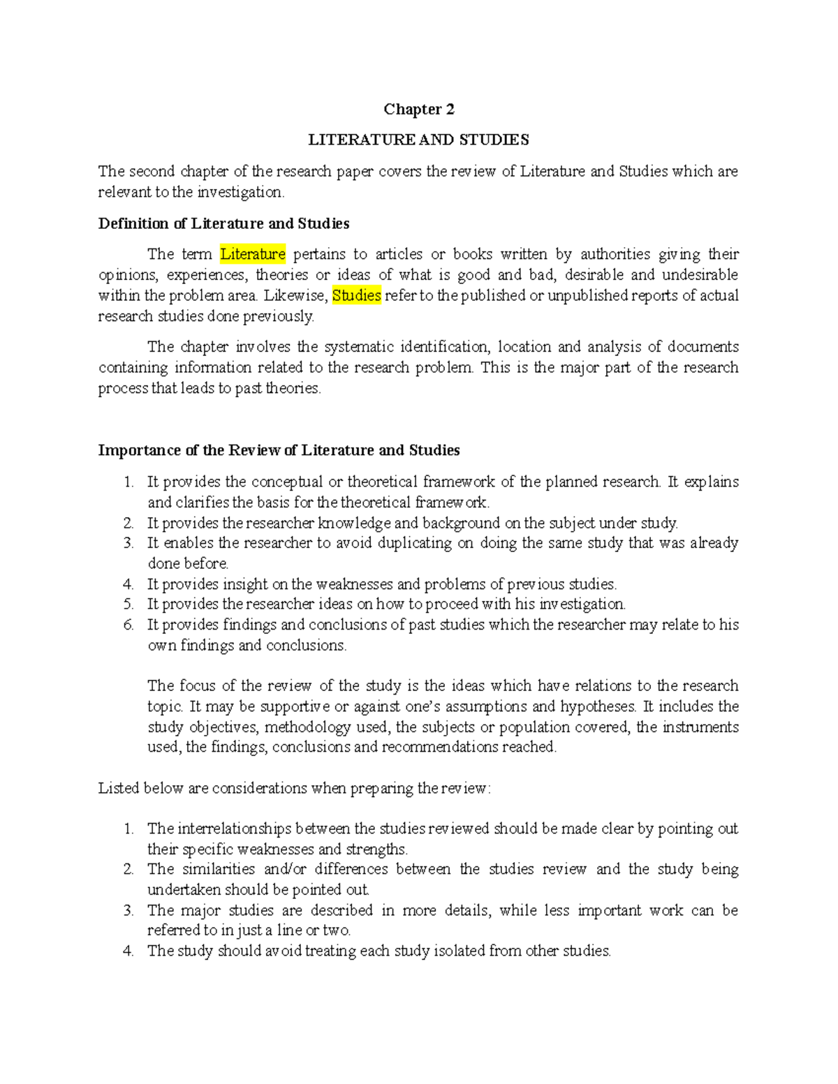 Chapter 2: Review of Literature and Studies in Research - Studocu