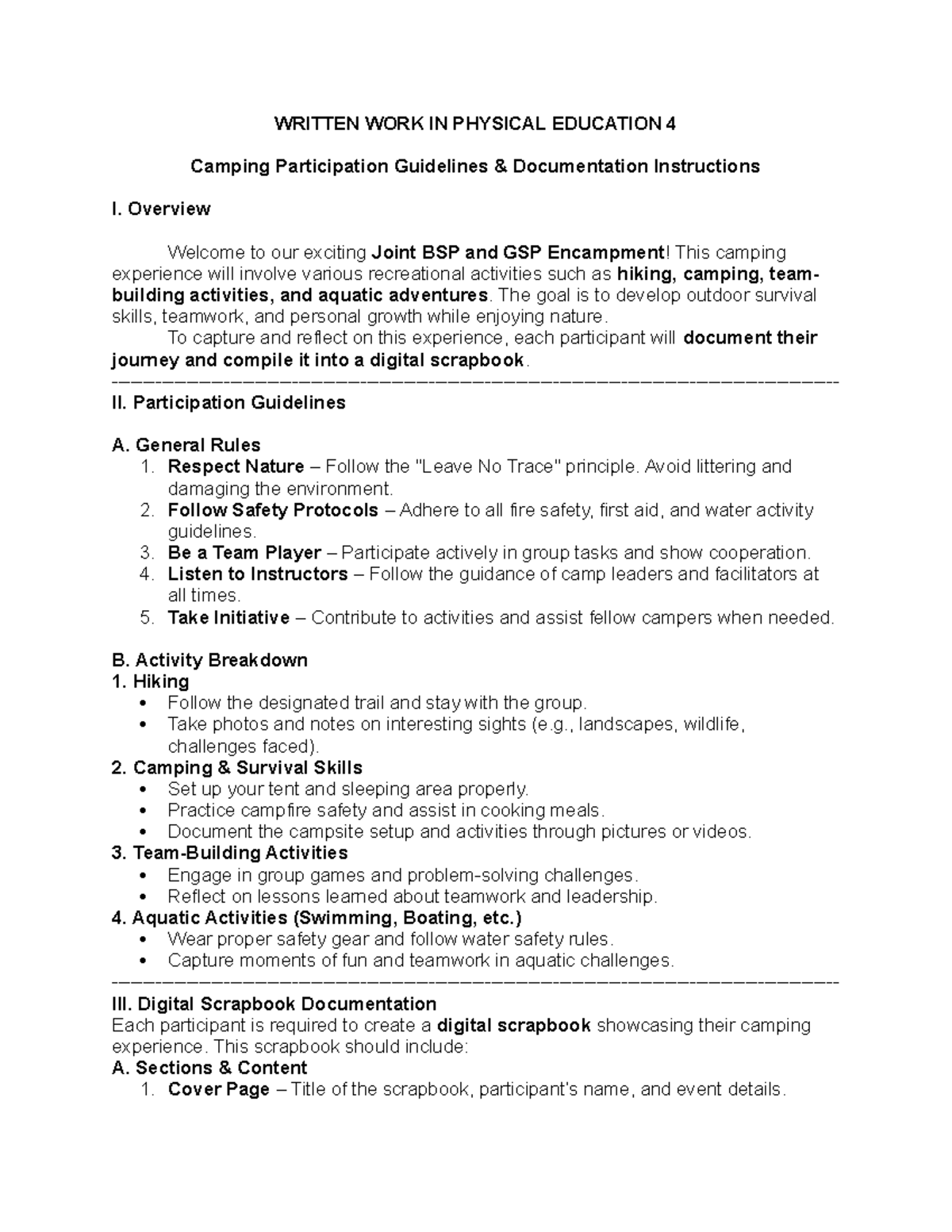 Written WORK IN Physical Education 4 - WRITTEN WORK IN PHYSICAL ...
