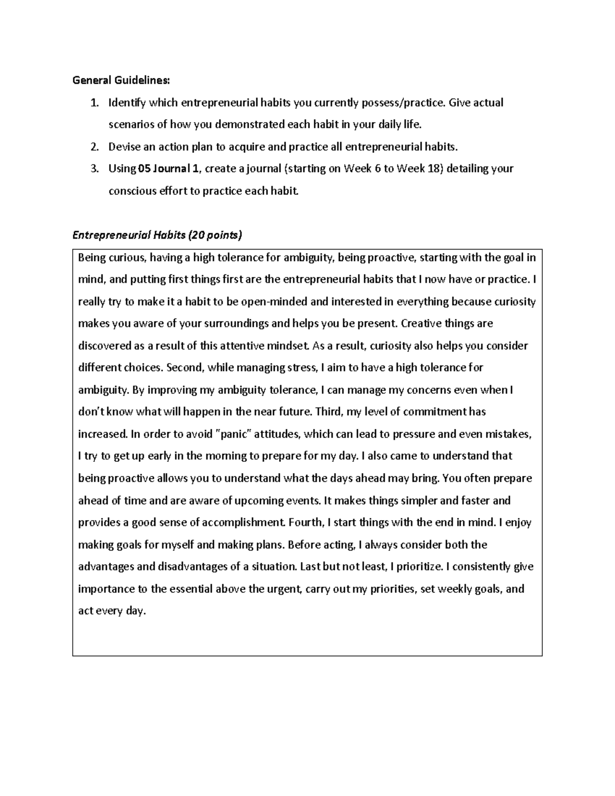 05 Performance Task 1 - Developing Entrepreneurial Habits - Studocu