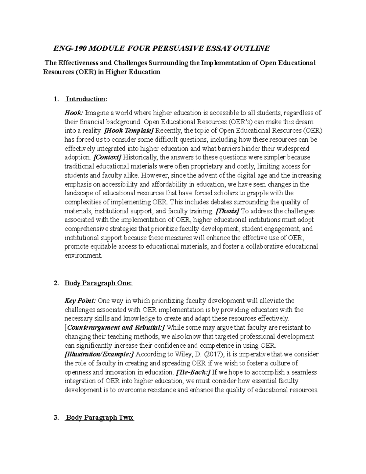 ENG-190 Module 4 Persuasive Essay on Open Educational Resources - Studocu