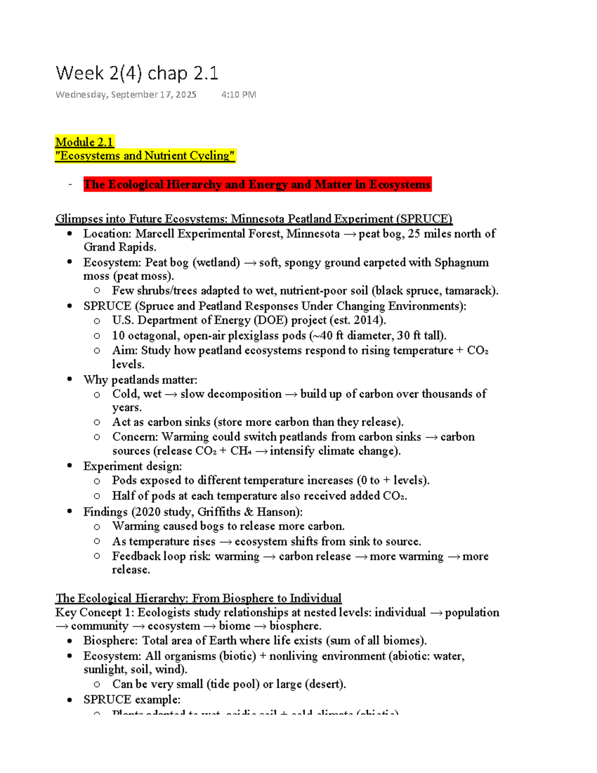Week 2(4) Chap 2 - Lecture Notes on Ecosystems and Nutrient Cycles ...