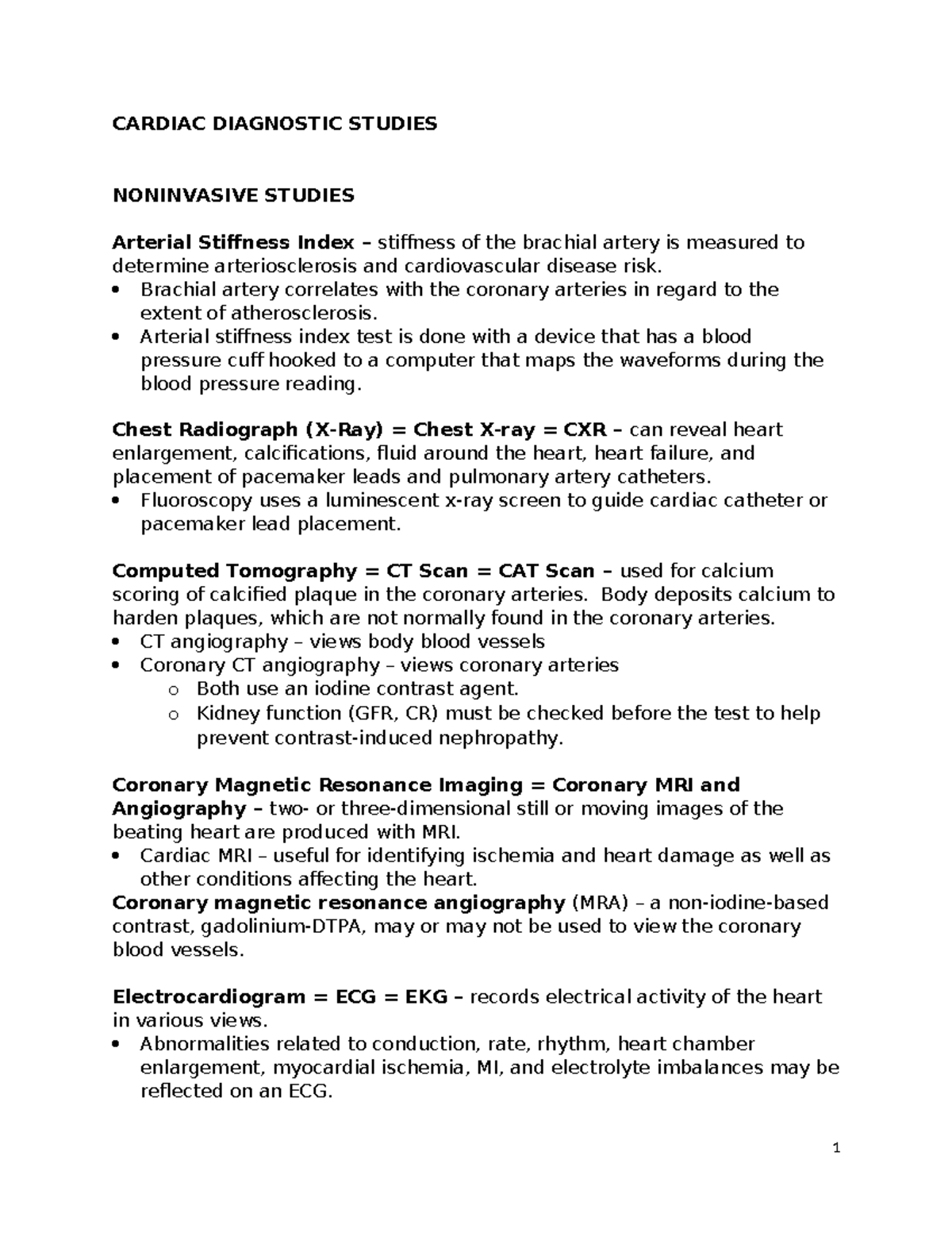 Comprehensive Overview of Cardiac Diagnostic Studies (CARDIAC 101 ...