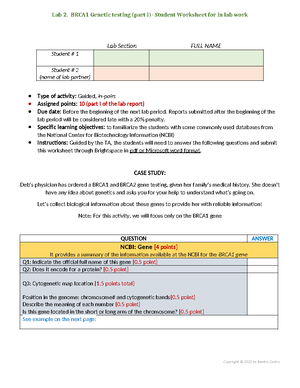 Finding Nucleotide and Amino Acid Sequences of Hemoglobin (Lab 2) - Lab ...